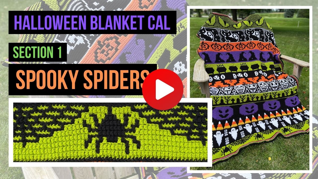 Spooky Spiders Mosaic Blanket Strip - Section 1 Halloween Mosaic ...